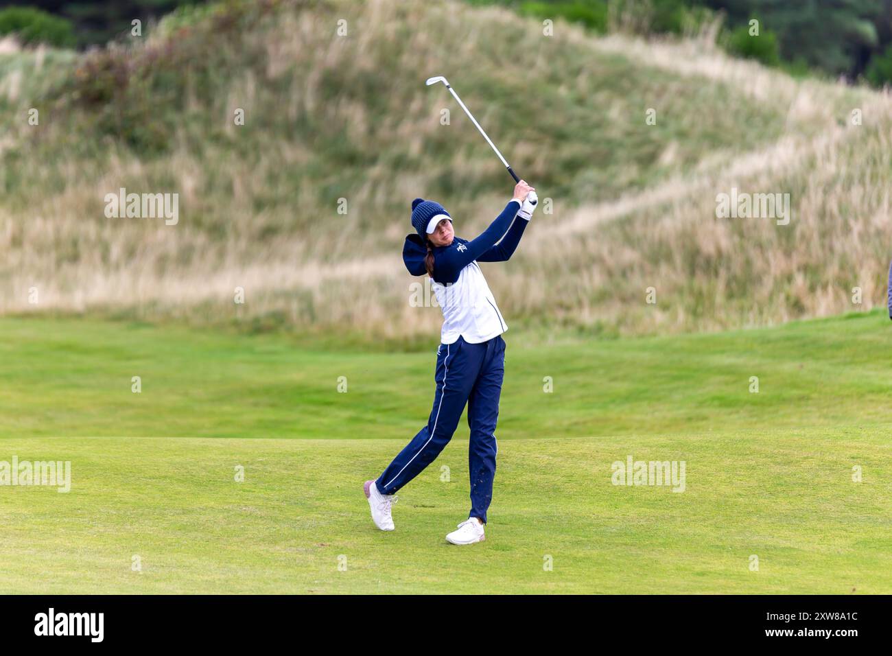 North Ayrshire, Scotland. 18th August 2024. Esther Henseleit during the final round of the 2024 ...
