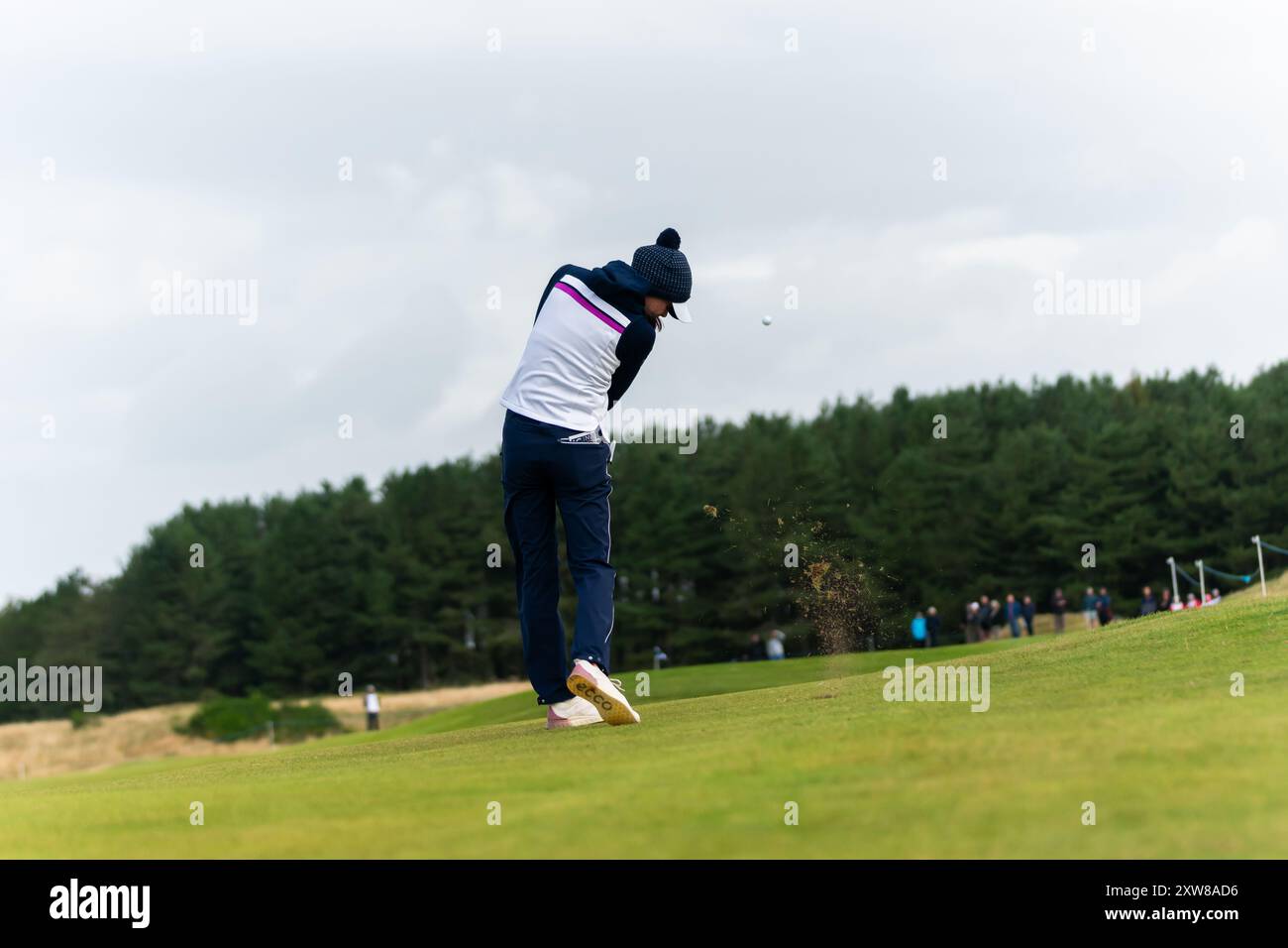 North Ayrshire, Scotland. 18th August 2024. Esther Henseleit approach to the 3rd hole during the ...