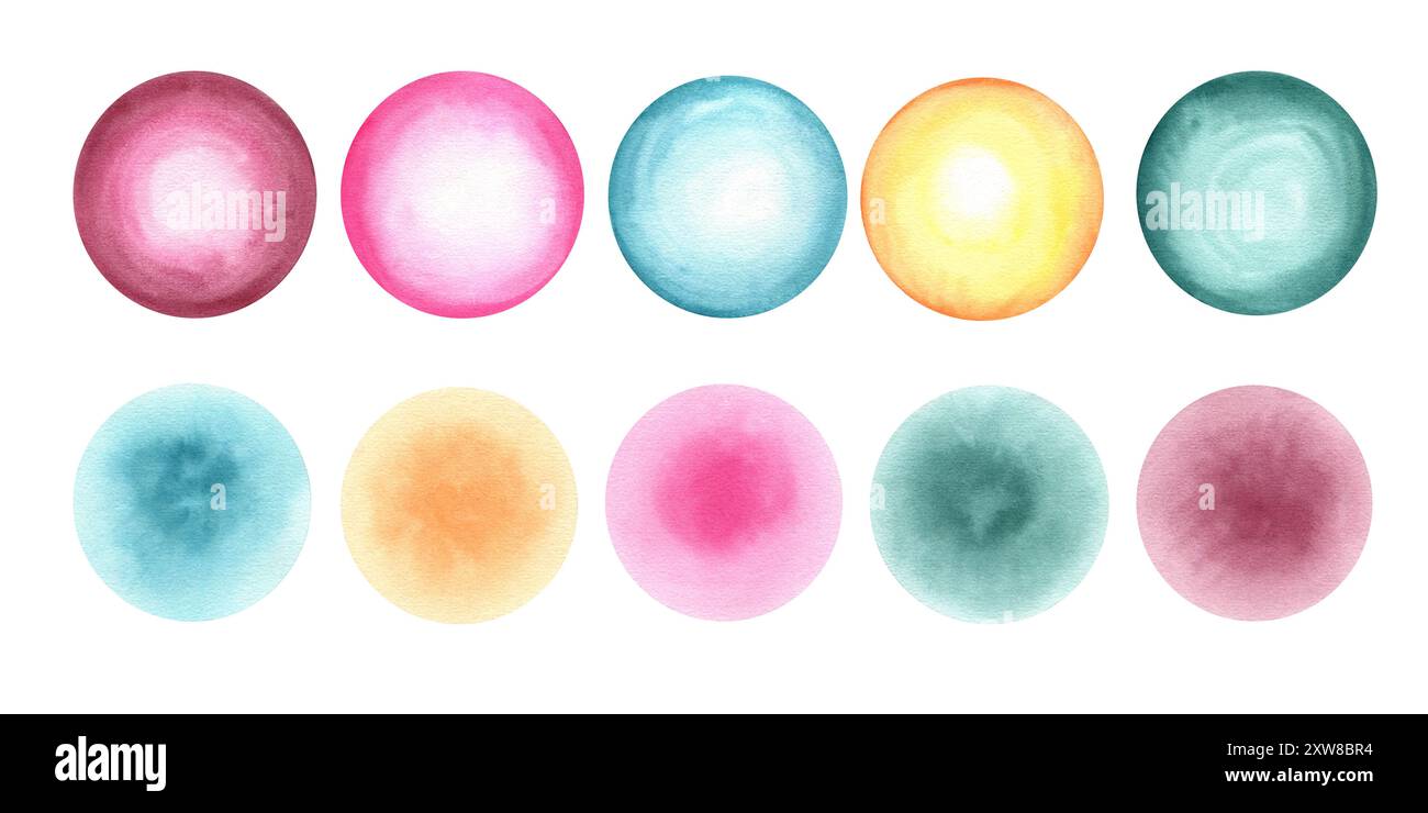 Gradient colored circles watercolor isolated illustration clip art ...
