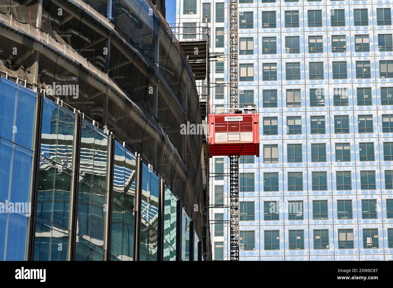 London, England, UK - 21 June 2022: Elevator for construction workers ...