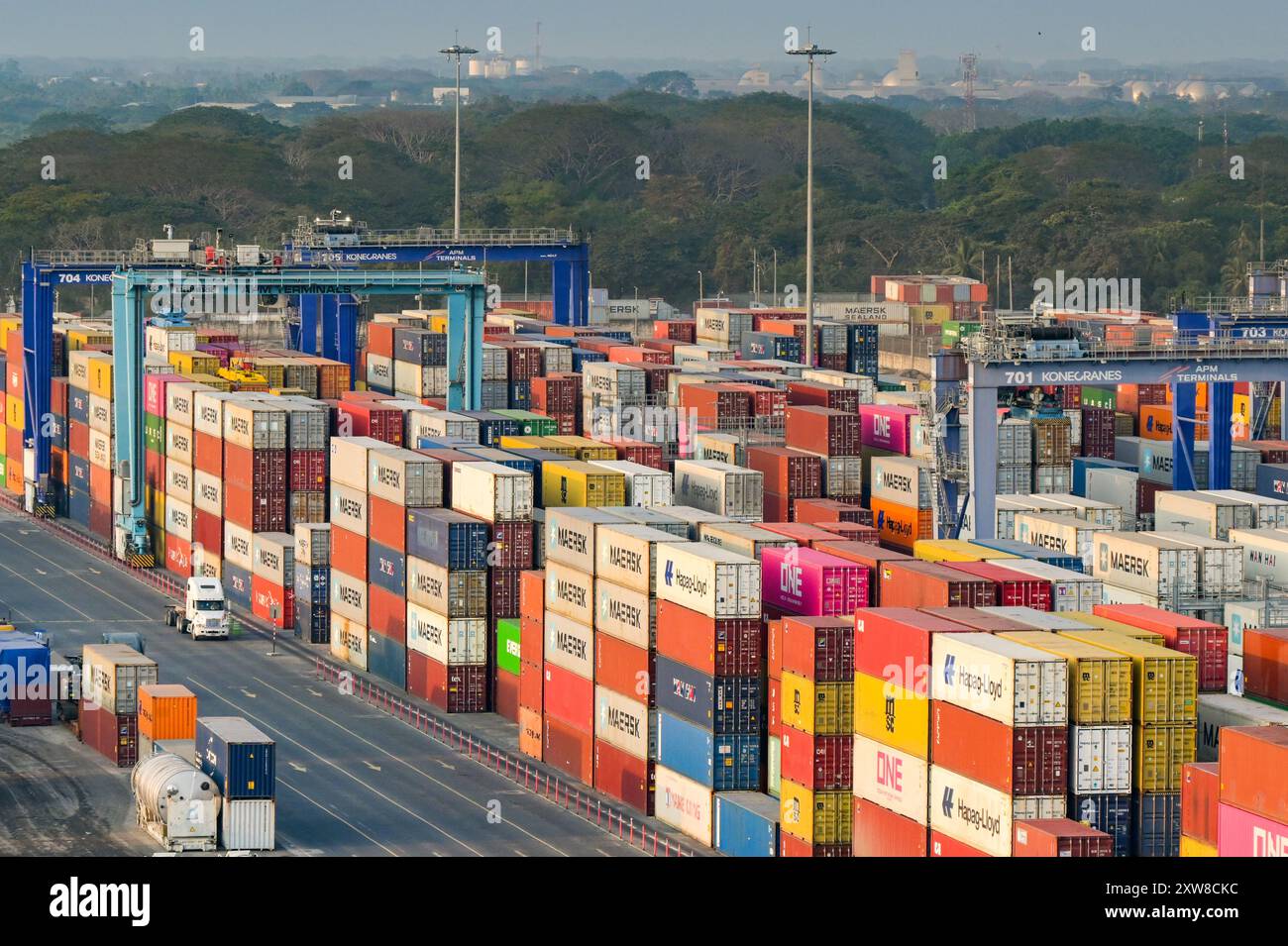 Puerto Quetzal, Guatemala - 19 January 2024: Cranes and shipping ...