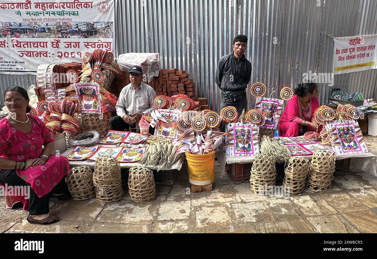August 18, 2024: Nepali people sell cow-head masks to be worn by ...
