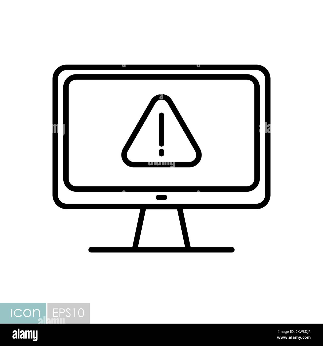 Computer Warning Vector Icon. Simple Digital System Error. Security