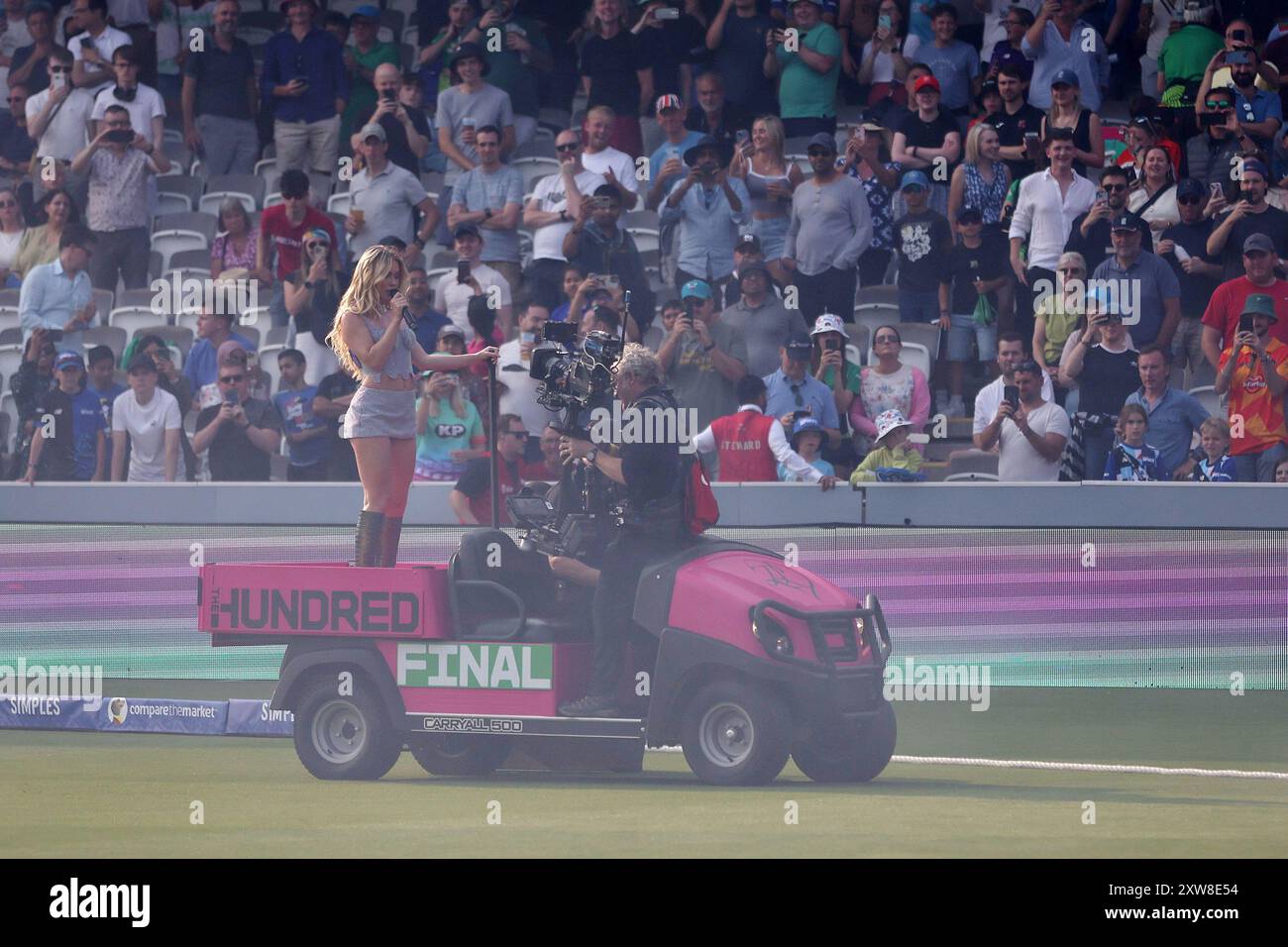 Singer Zara Larsson performs ahead of The Hundred Men's Final at Lord's ...