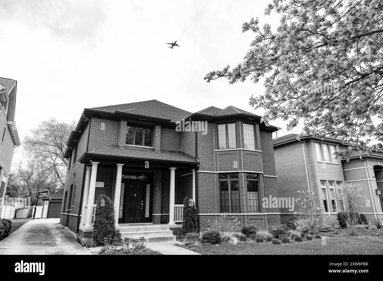 suburban neighborhood. cottage house in american neighborhood. suburban ...