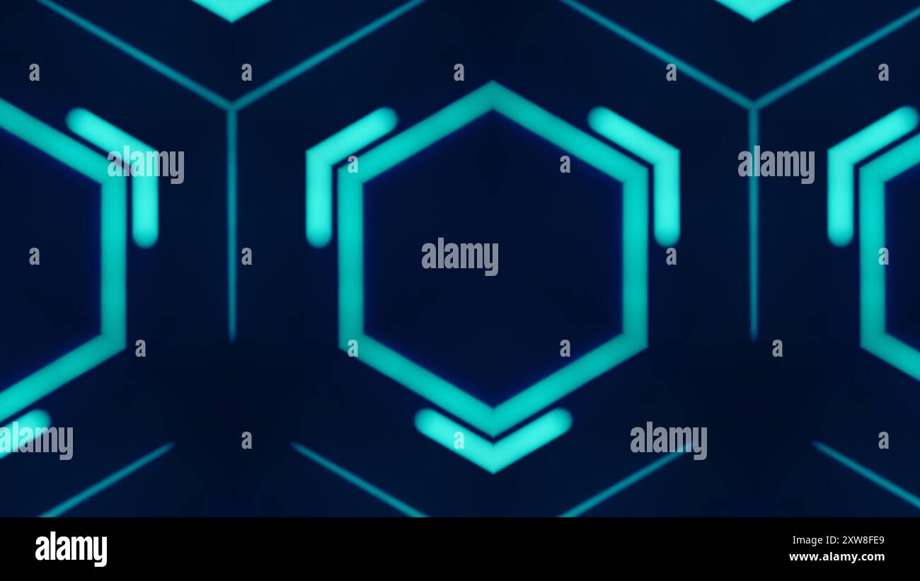 Hexagonal pattern in vivid neon blue contemporary futuristic designs art illustration abstract ...