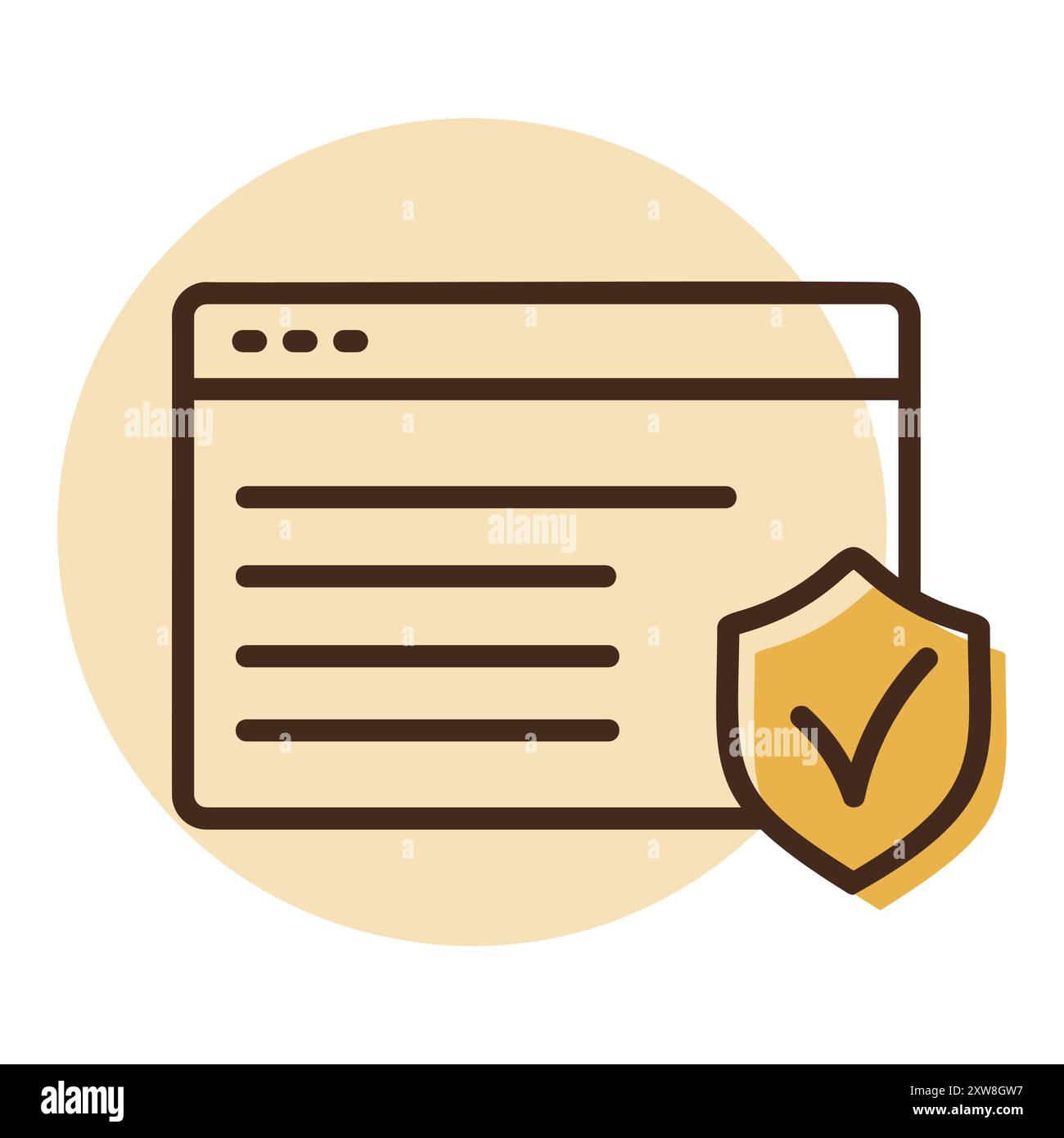 Internet safety vector icon. Web page with protection shield. Security ...