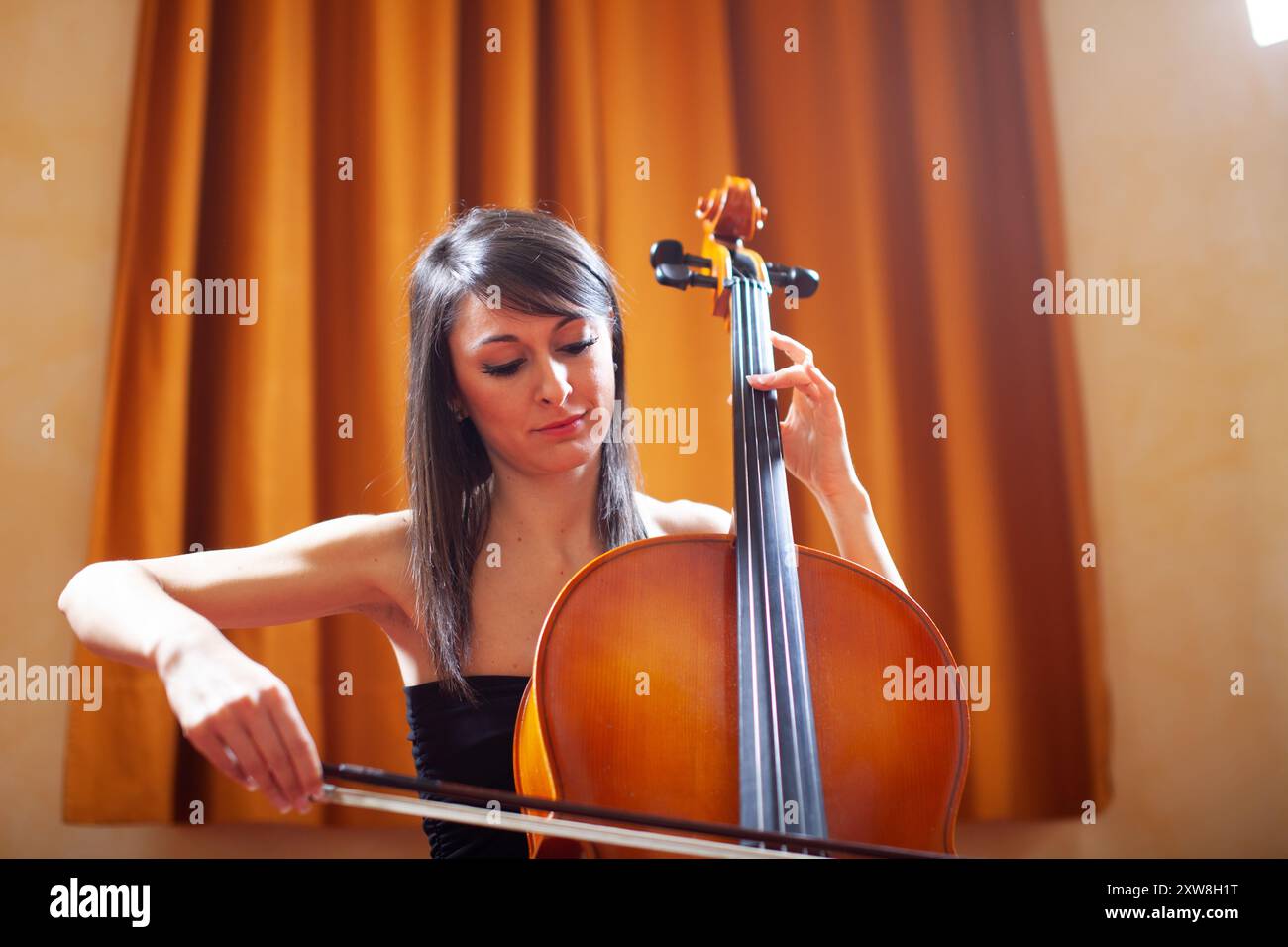 Woman playing a cello hi-res stock photography and images - Alamy