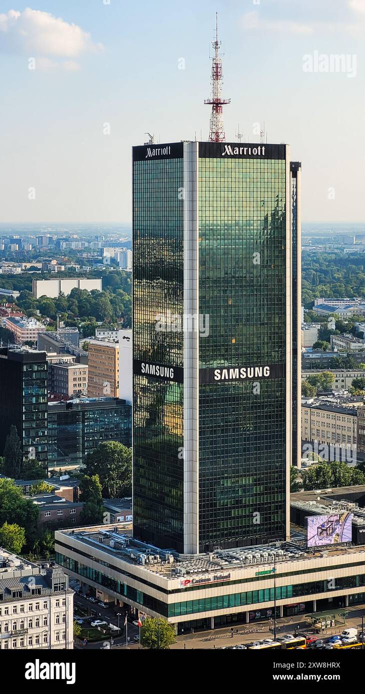Warsaw, Poland - August 19, 2022: Marriott Hotel skyscraper tower at ...