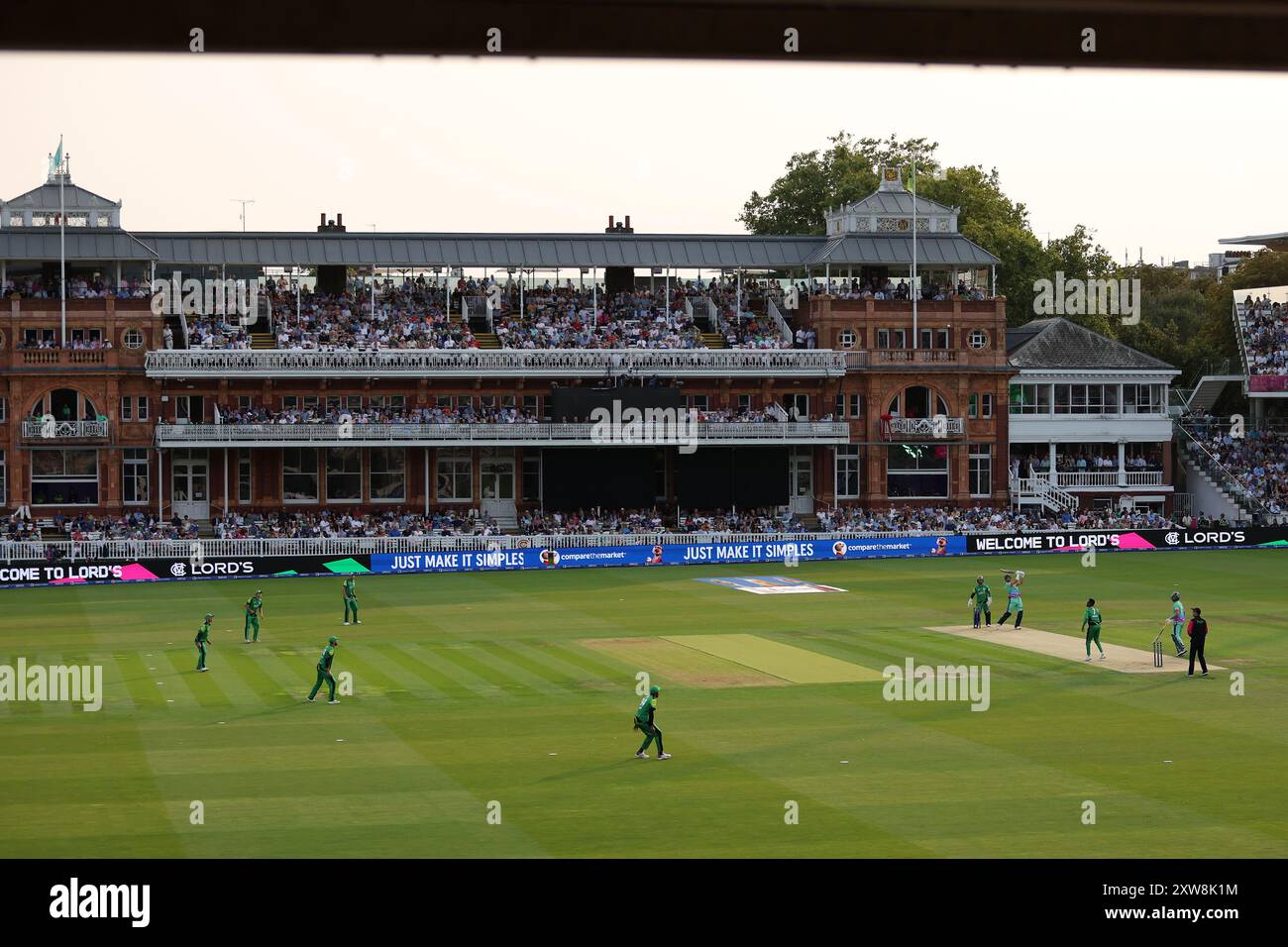 A general view as Oval Invincibles' Will Jacks hits a boundary for six ...