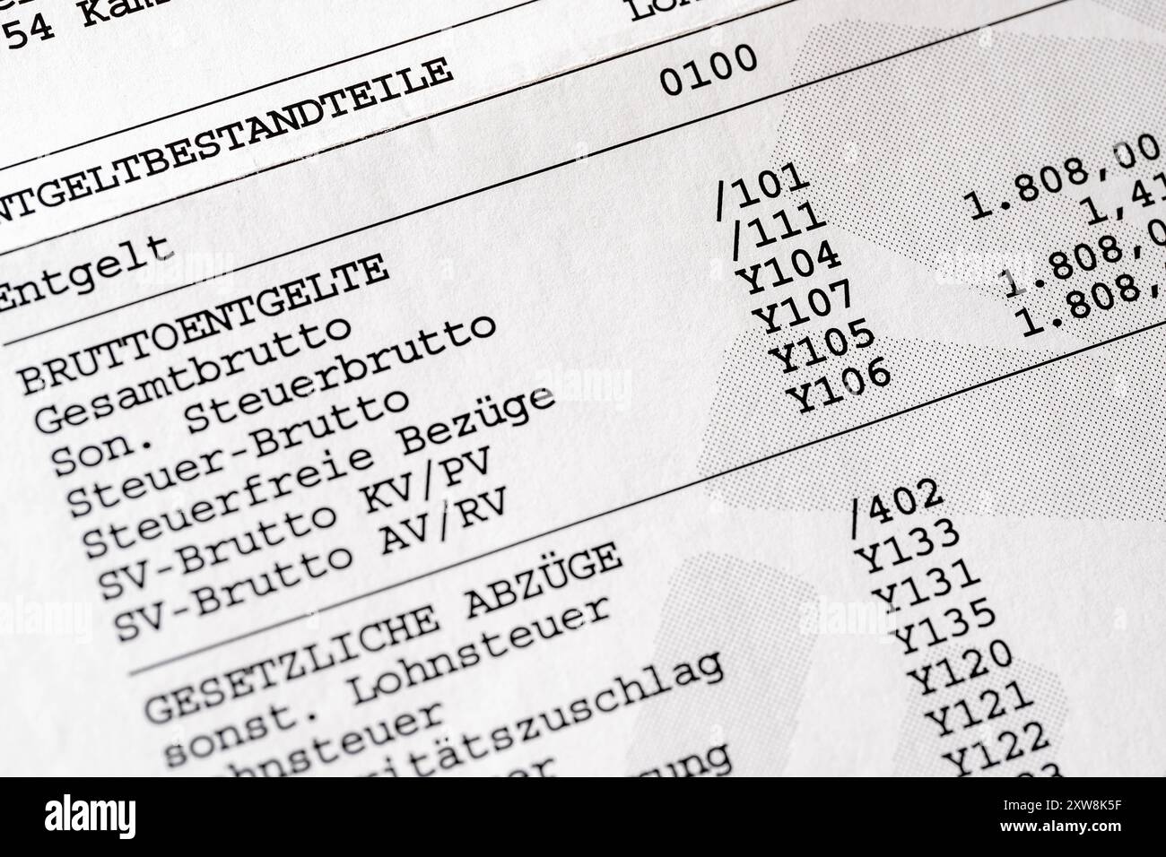 Bavaria, Germany - July 29, 2023: A detailed payslip shows the ...