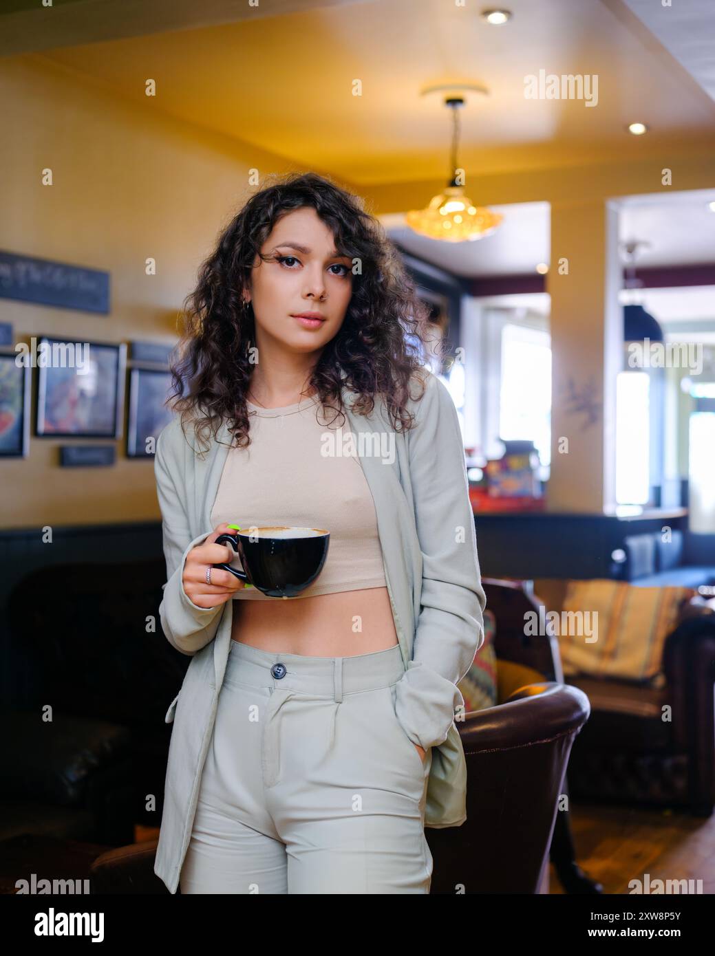 Girl in a Cafe Stock Photo - Alamy