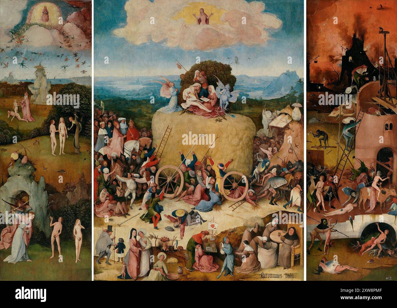 The Haywain Triptych triptych by Jheronimus Bosch; Prado version Stock Photo - Alamy