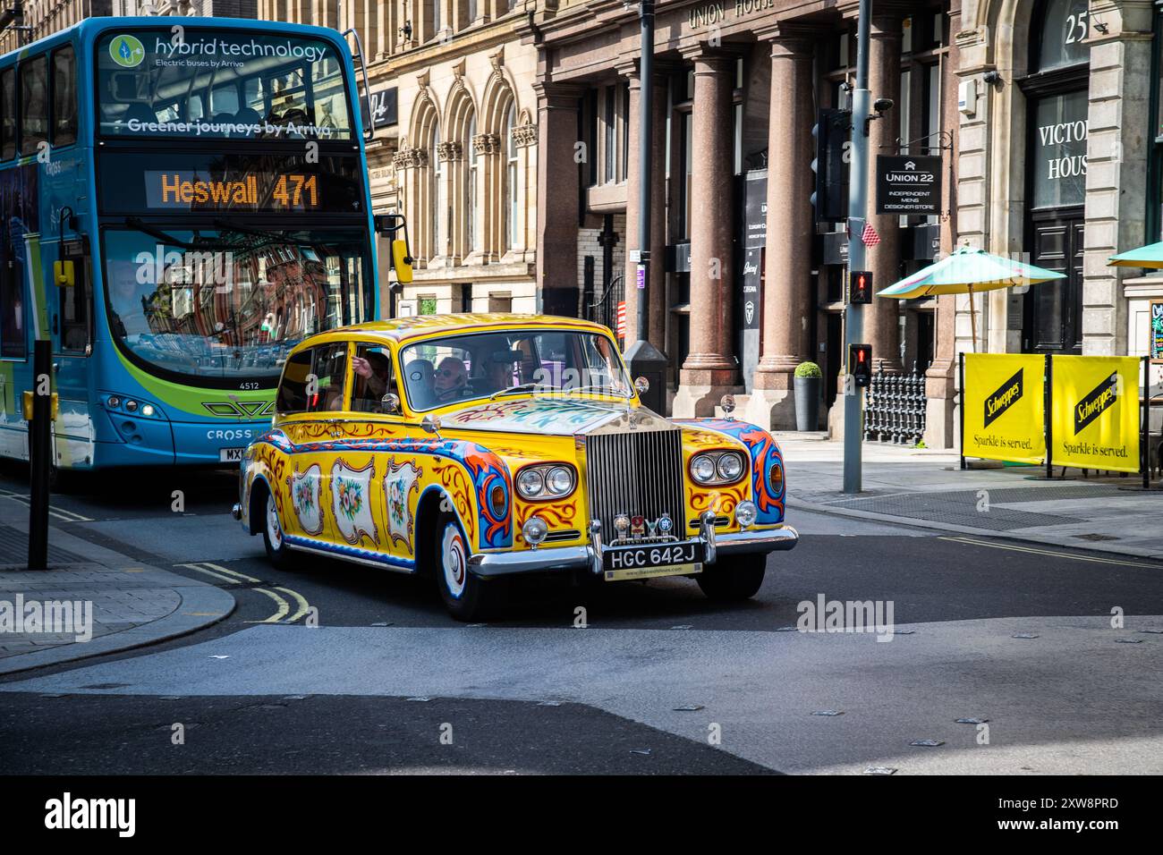 a Beatles inspired car on the magical mystery tour of Liverpool Stock ...