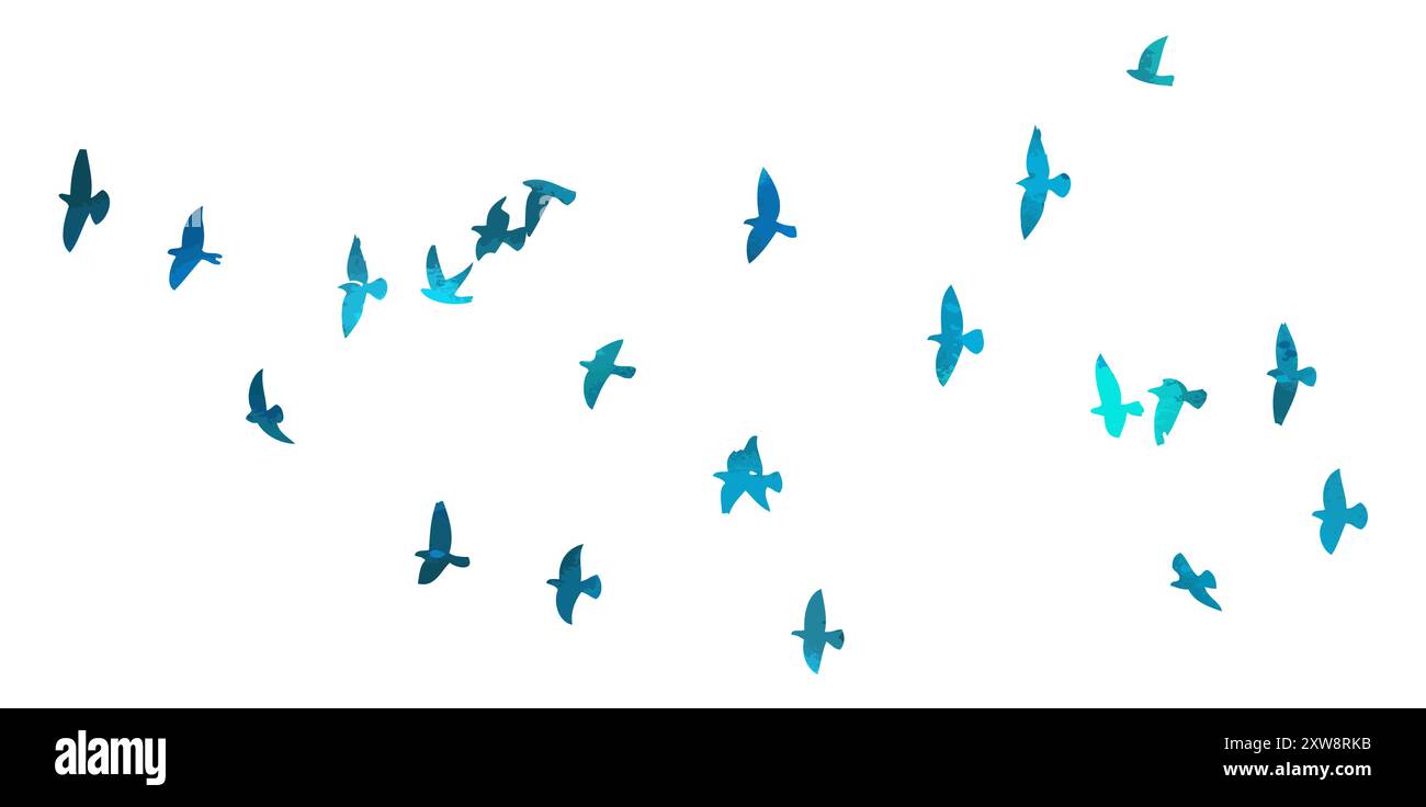 A flock of blue birds. hand drawing. Not AI. Vector illustration Stock ...