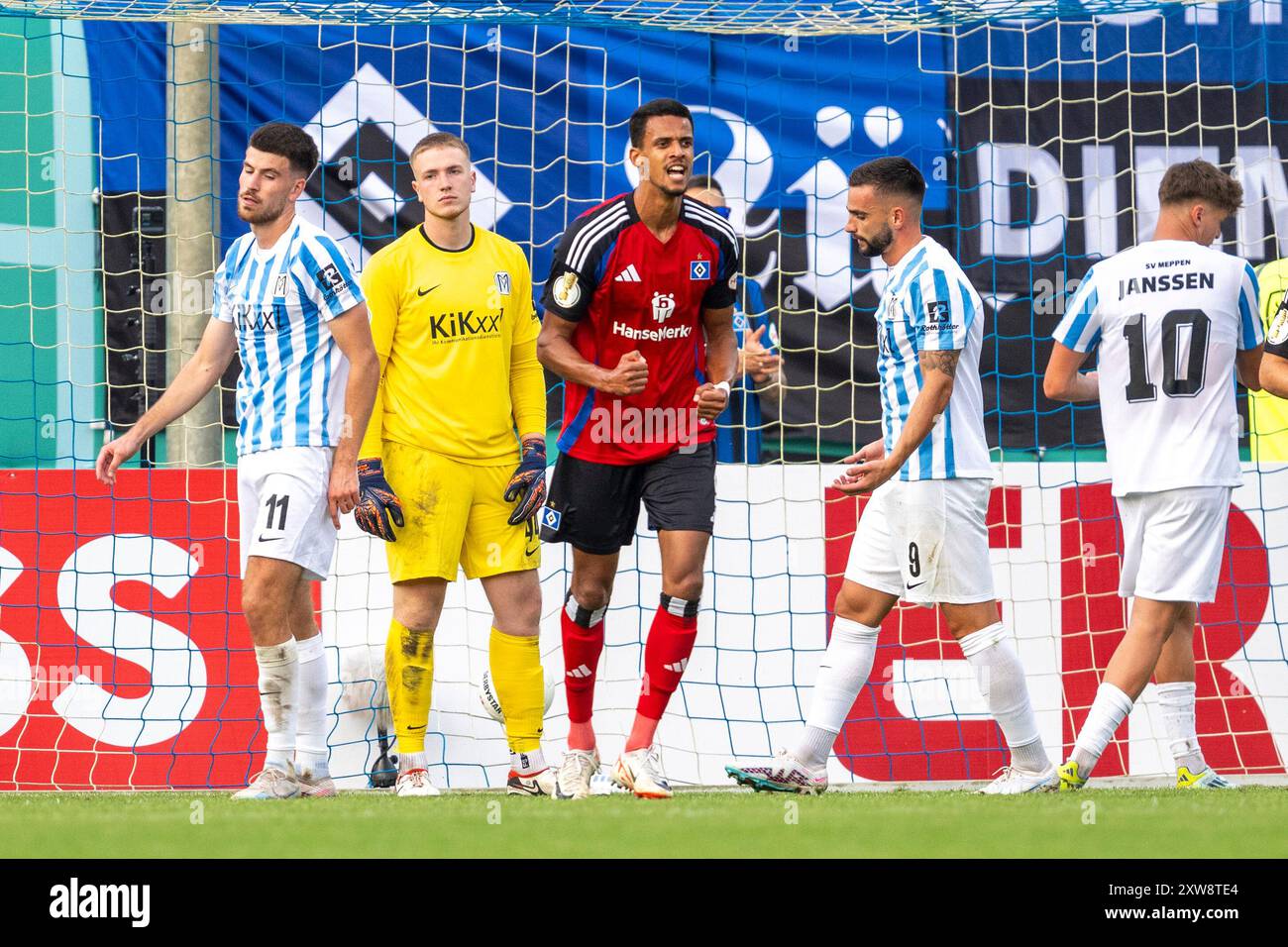18 August 2024, Lower Saxony, Meppen: Soccer: DFB-Pokal, SV Meppen ...