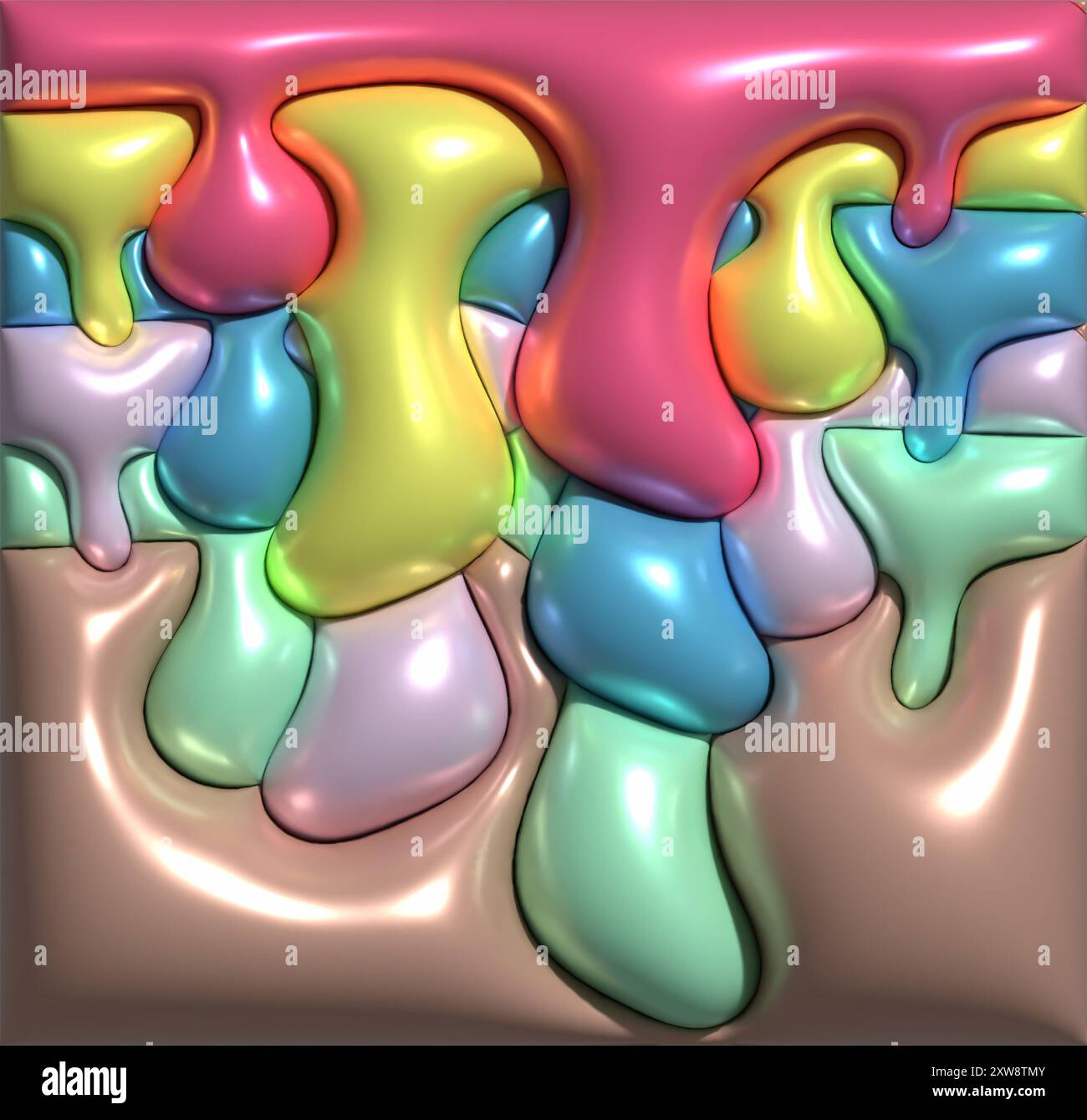 Flowing multi-colored layers with smudges and drops, 3D rendering ...