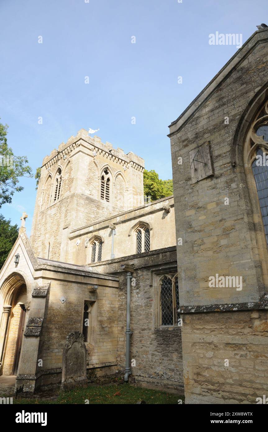 Sun dial on St Andrew's Church, Alwalton, Cambridgeshire Stock Photo ...