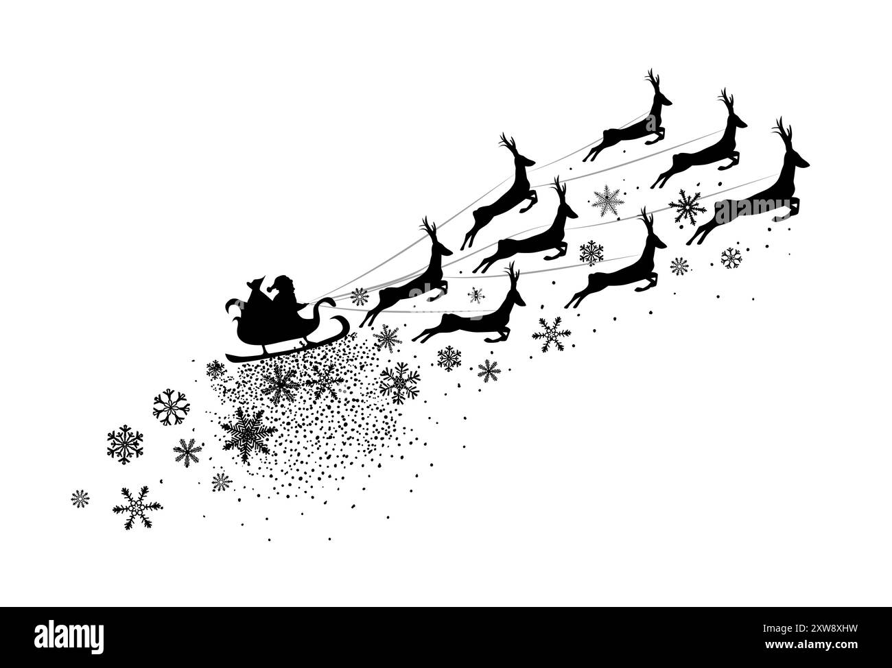 Santa Flying His Sleigh Silhouette