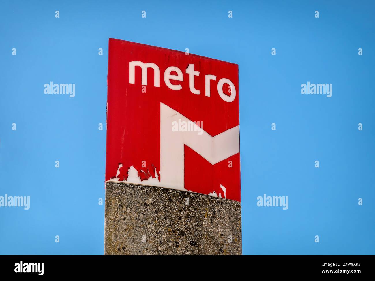 The Lisbon Station Metro Sign Logo At Restauradores Square In Central ...