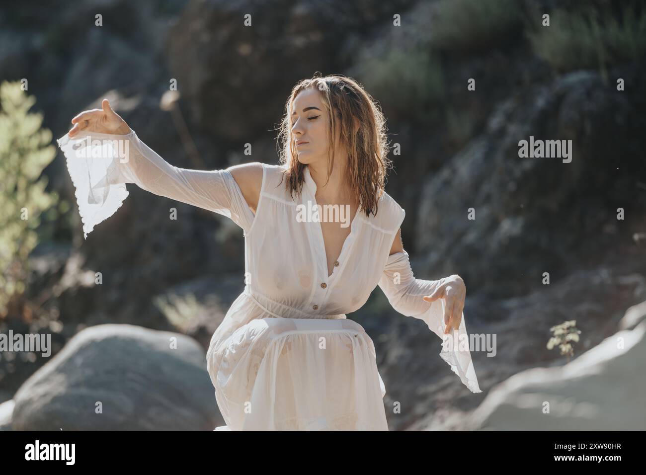 Woman in dress gracefully dancing hi-res stock photography and images ...