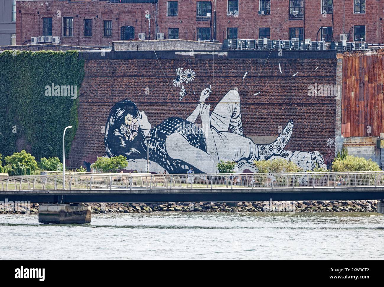 Love Me Not mural, on a warehouse at 18 Greenpoint Avenue in Brooklyn ...