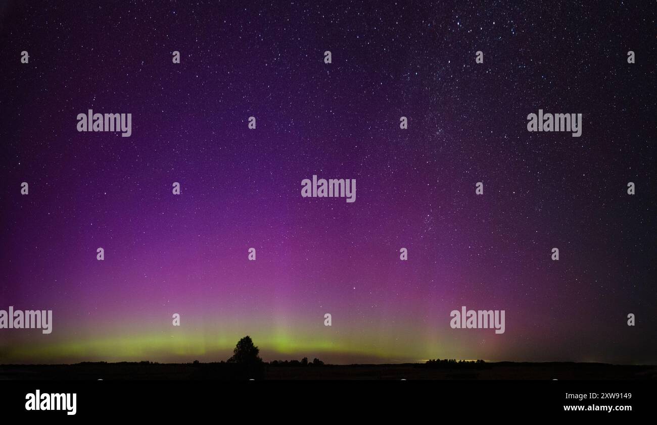 Northern Lights Aurora Borealis. Night sky, magnetic storm Stock Photo ...