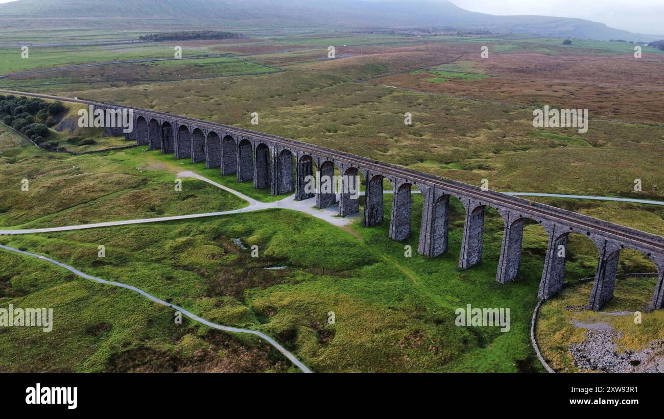Aerial view of the Ribblehead viaduct in England Stock Photo - Alamy