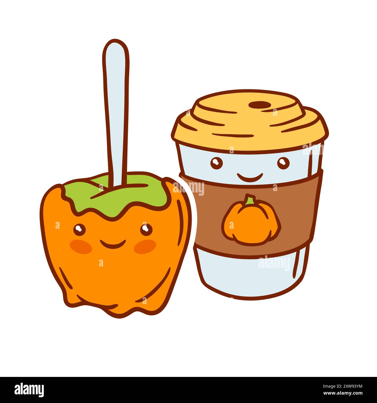 Autumn kawaii food. Happy Thanksgiving Day and Halloween traditional ...