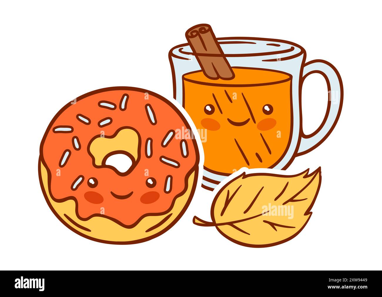 Autumn kawaii food. Happy Thanksgiving Day and Halloween traditional ...