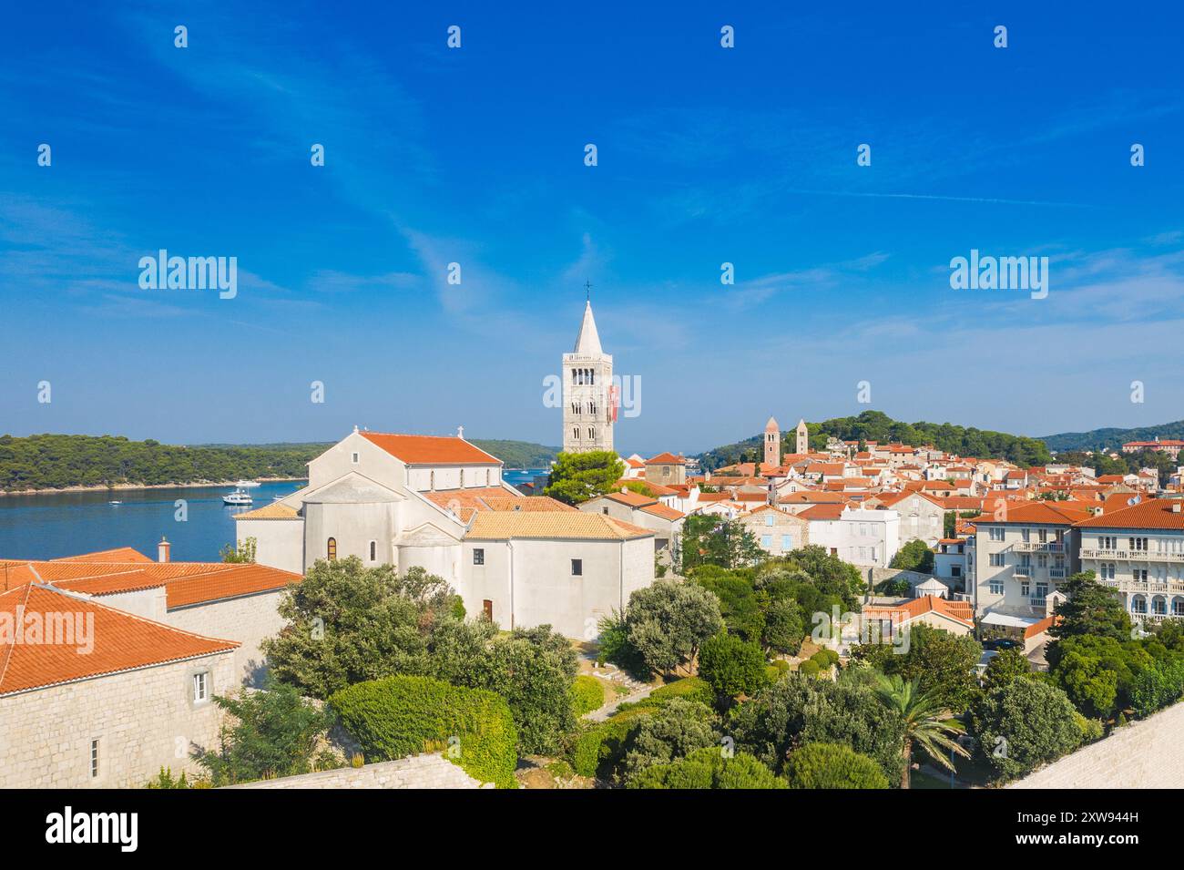 Aerial view of old town of Rab on the Island of Rab, Croatia Stock ...