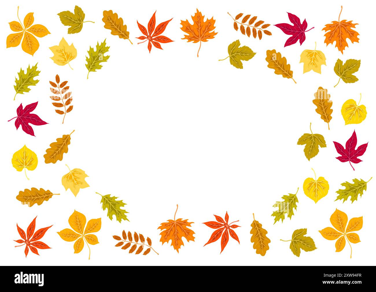 Frame with autumn leaves. Background with various foliage Stock Vector ...
