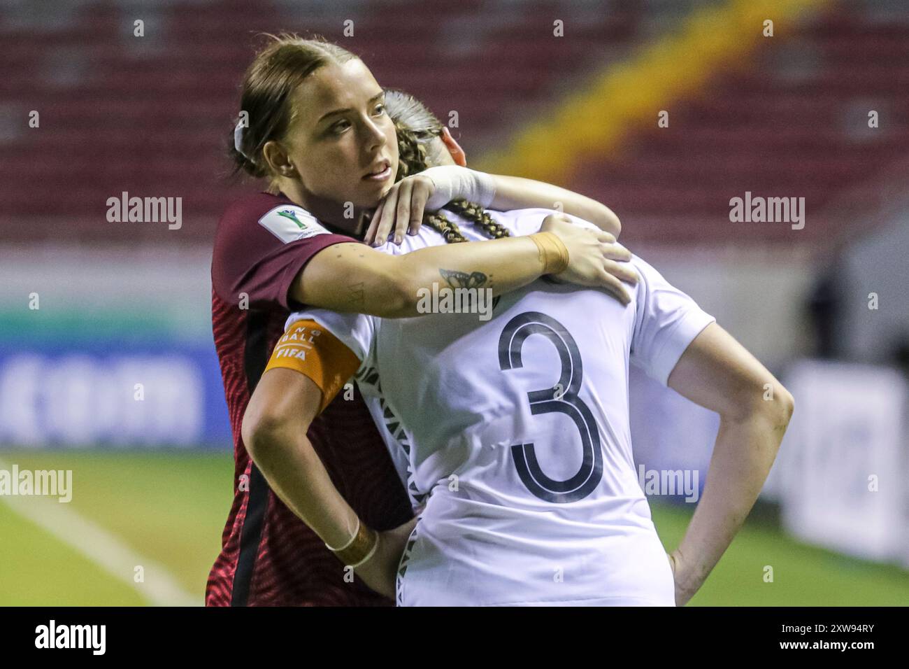 Goalkeeper Brianna Edwards and Kate Taylor of New Zealand during the ...