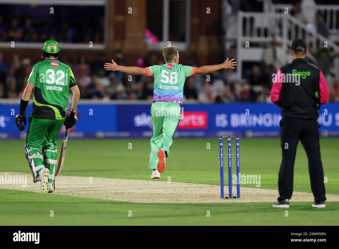 Oval Invincibles' Sam Curran (centre) celebrates winning The Hundred ...
