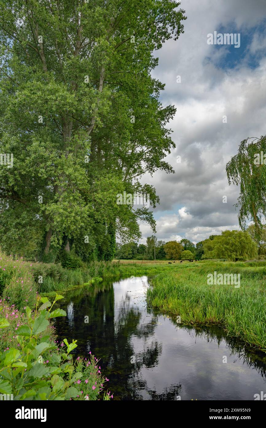 The winding river of the River Wensum at Bintree, North Norfolk, UK ...