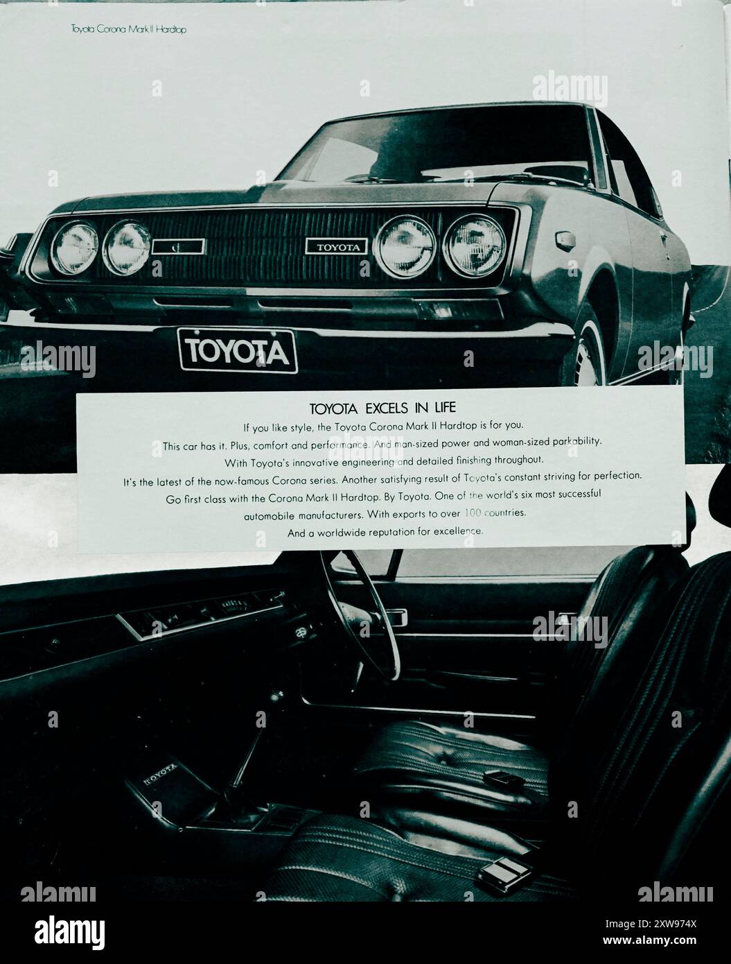 A vintage 1969 advertisement for the Toyota Corolla, Mark II Hardtop ...