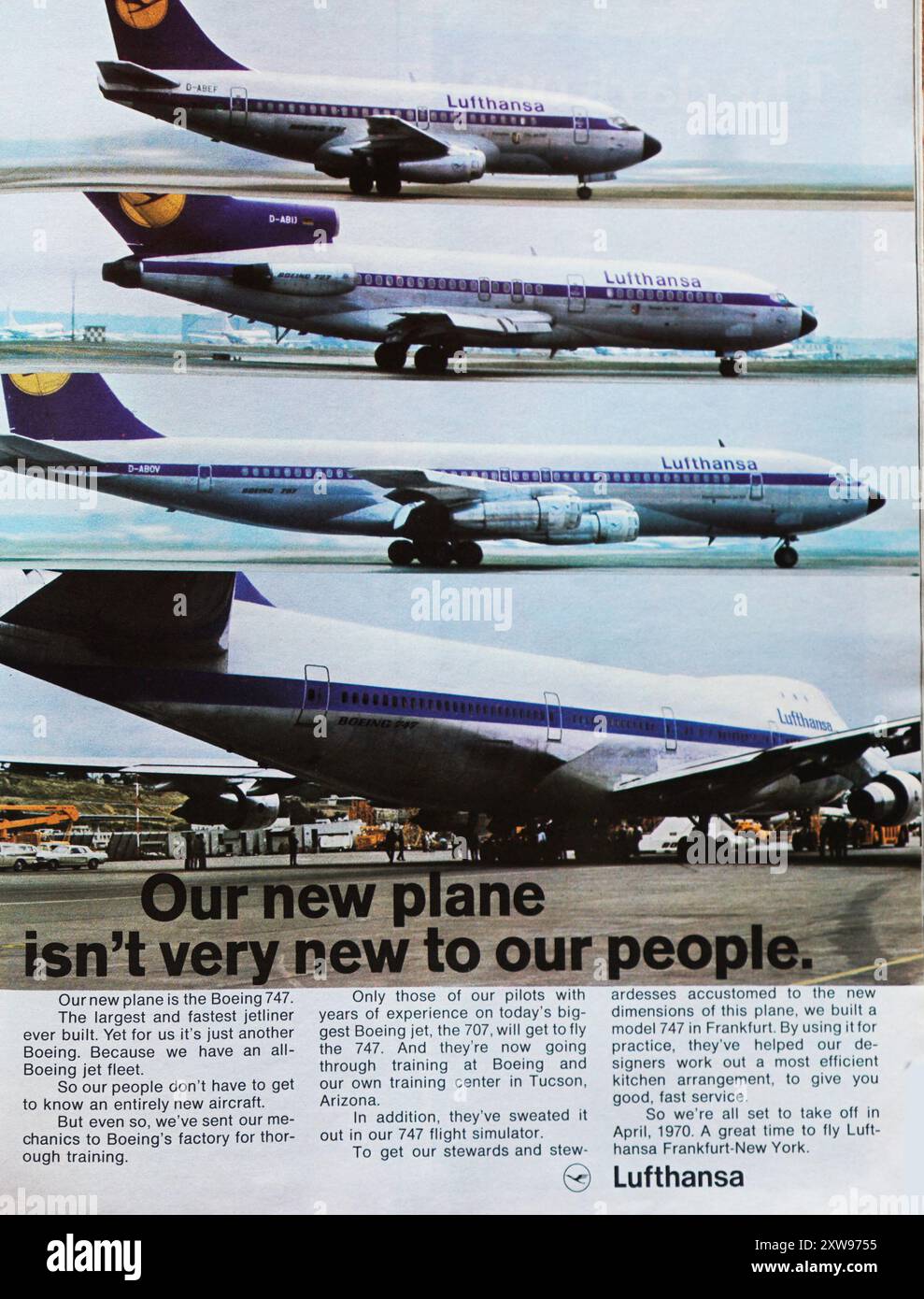 A vintage 1969 Lufthansa advertisement showcases their newly acquired ...