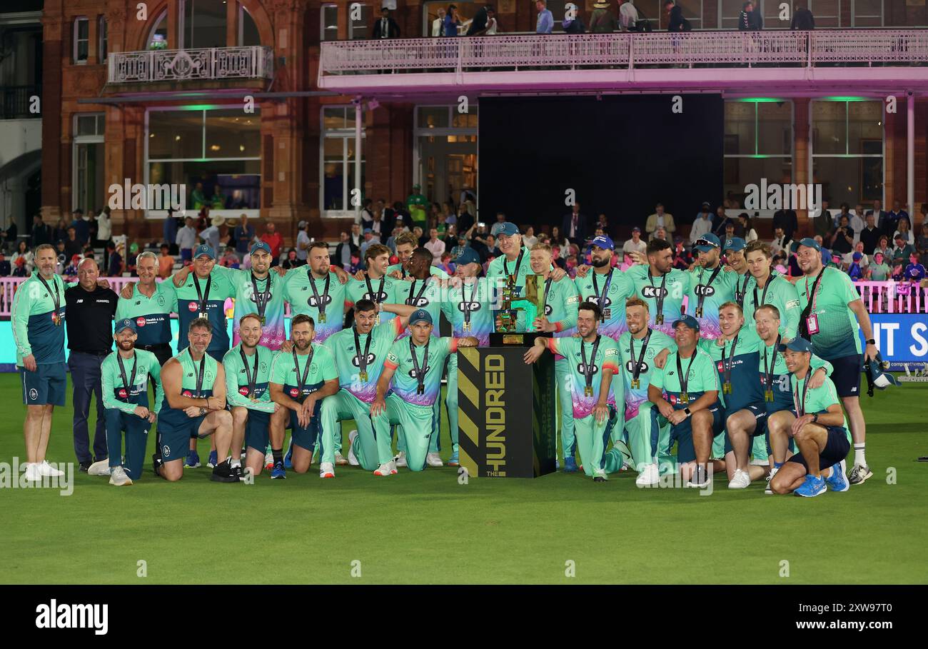 Oval Invincibles pose with the trophy after winning The Hundred Final's ...