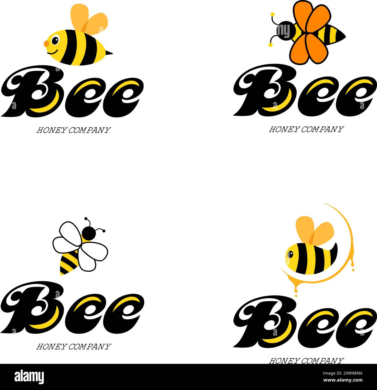A cheerful bee. The logo of the honey manufacturing company. Vector ...