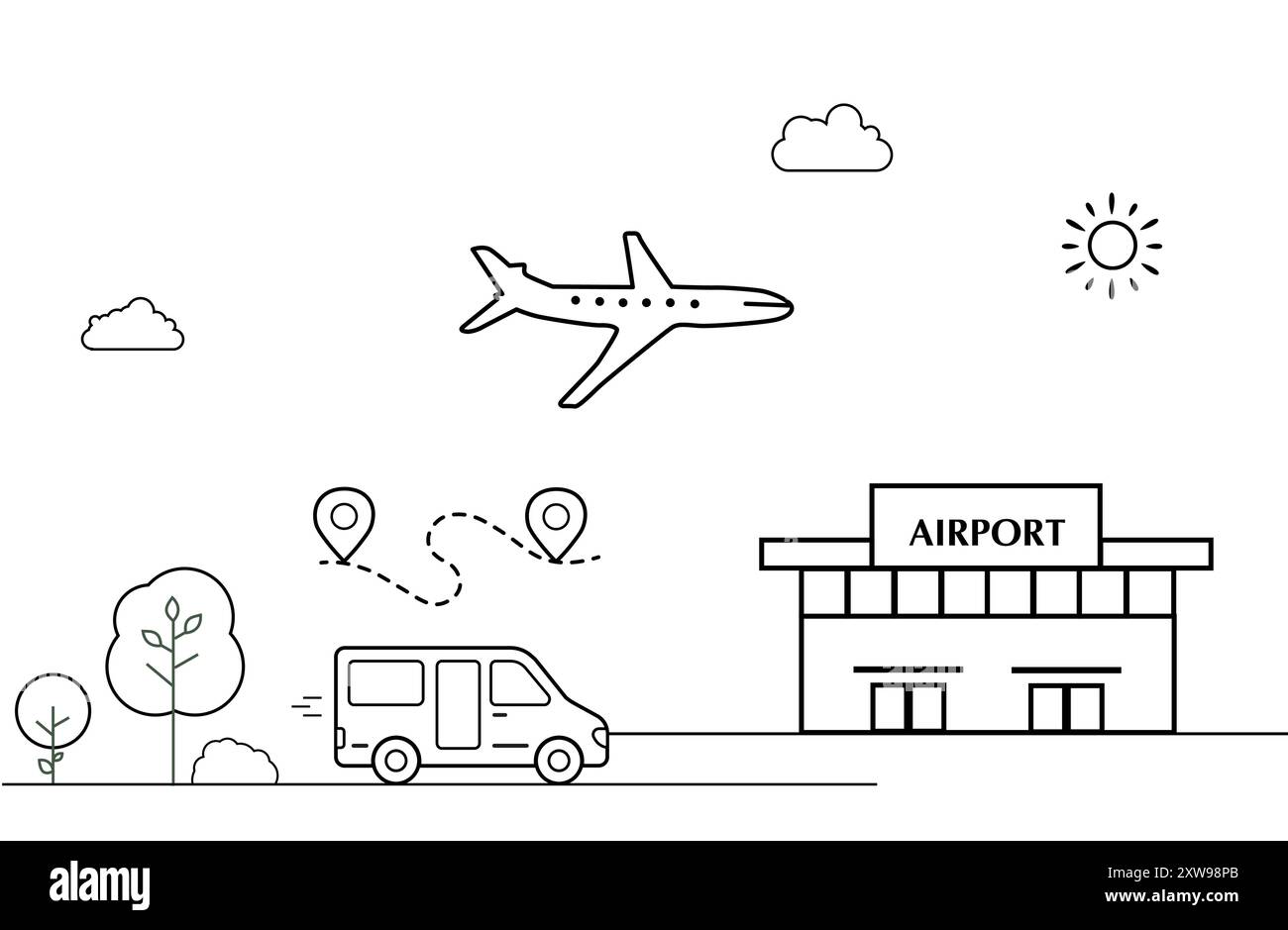 arriving man woman. Flying away man woman. taxi arriving. car. flight ...