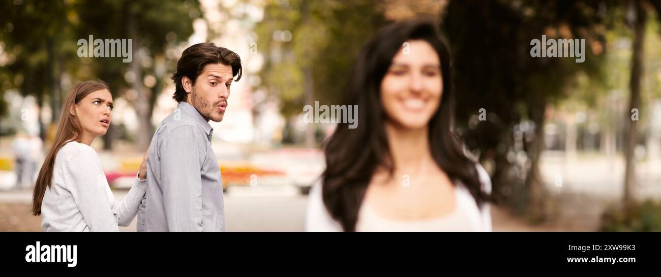 Jealous Girlfriend Calling Boyfriend Distracted By Other Attractive ...