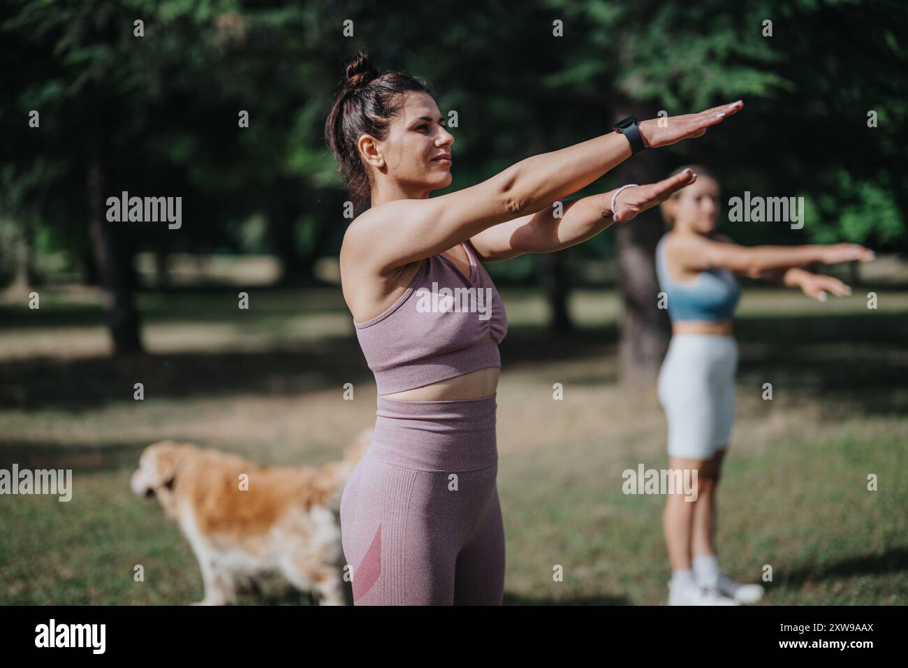 Woman performing outdoor calisthenics hi-res stock photography and ...