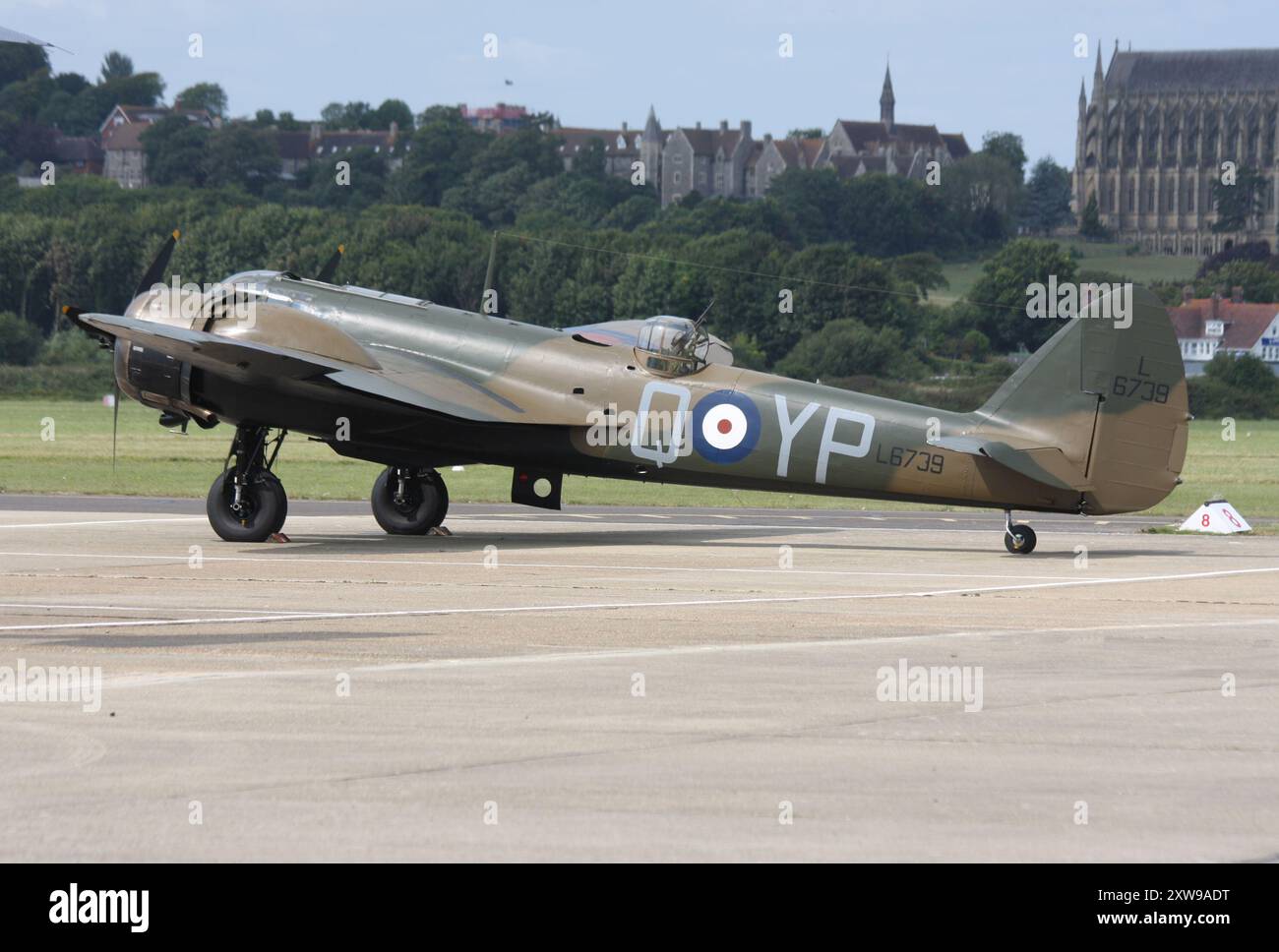 A Bristol Blenheim light bomber in Royal Air Force colours at Brighton City Airport Stock Photo ...