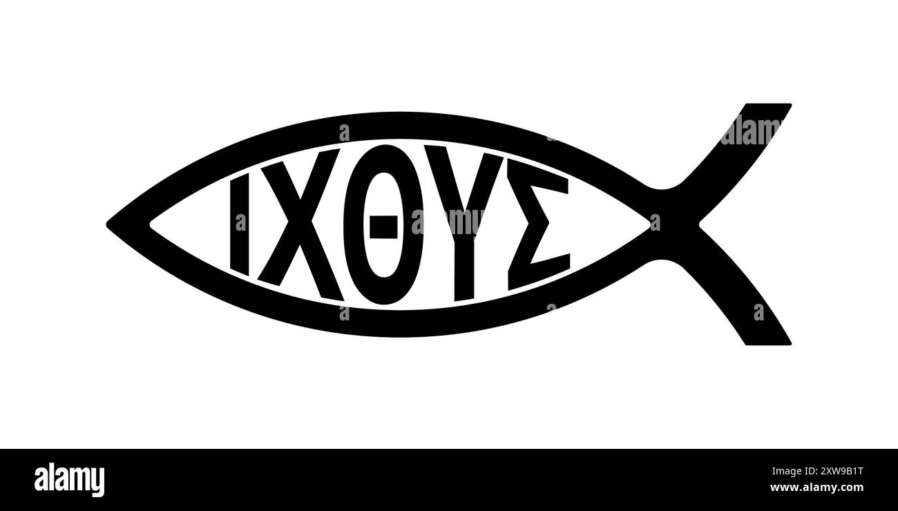 Jesus fish sign. Christian fish with Greek acronym for Jesus Christ ...