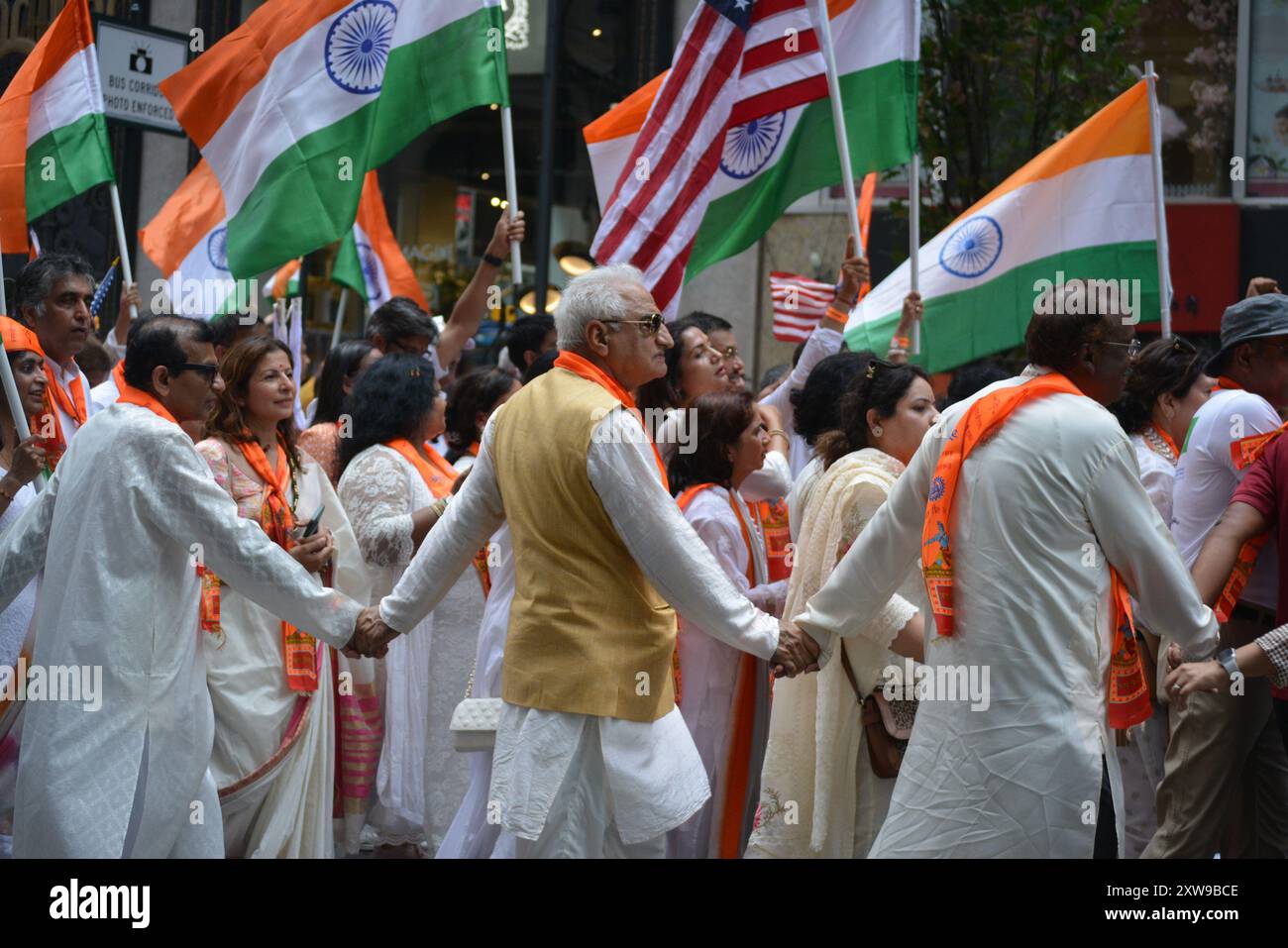 People marching hand in hand to block protestors from the Ram Mandir ...