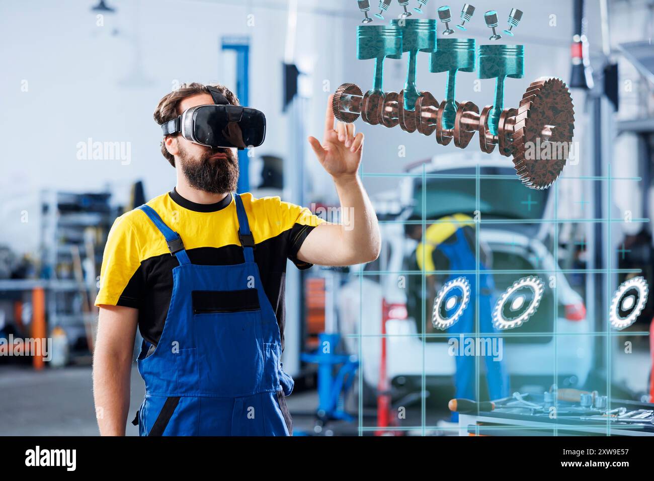 Man using holographic vr technology hi-res stock photography and images ...