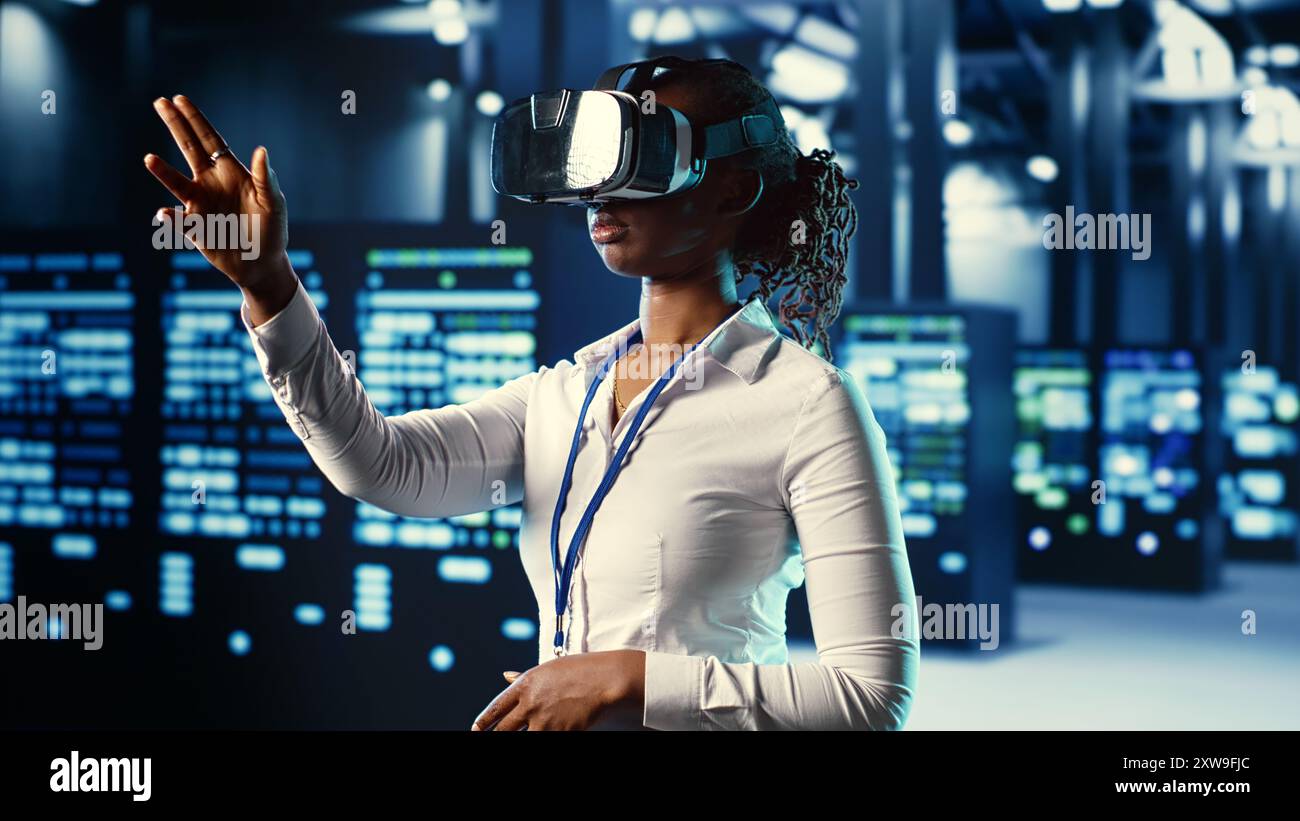 African american specialist checking server hi-res stock photography and images - Alamy