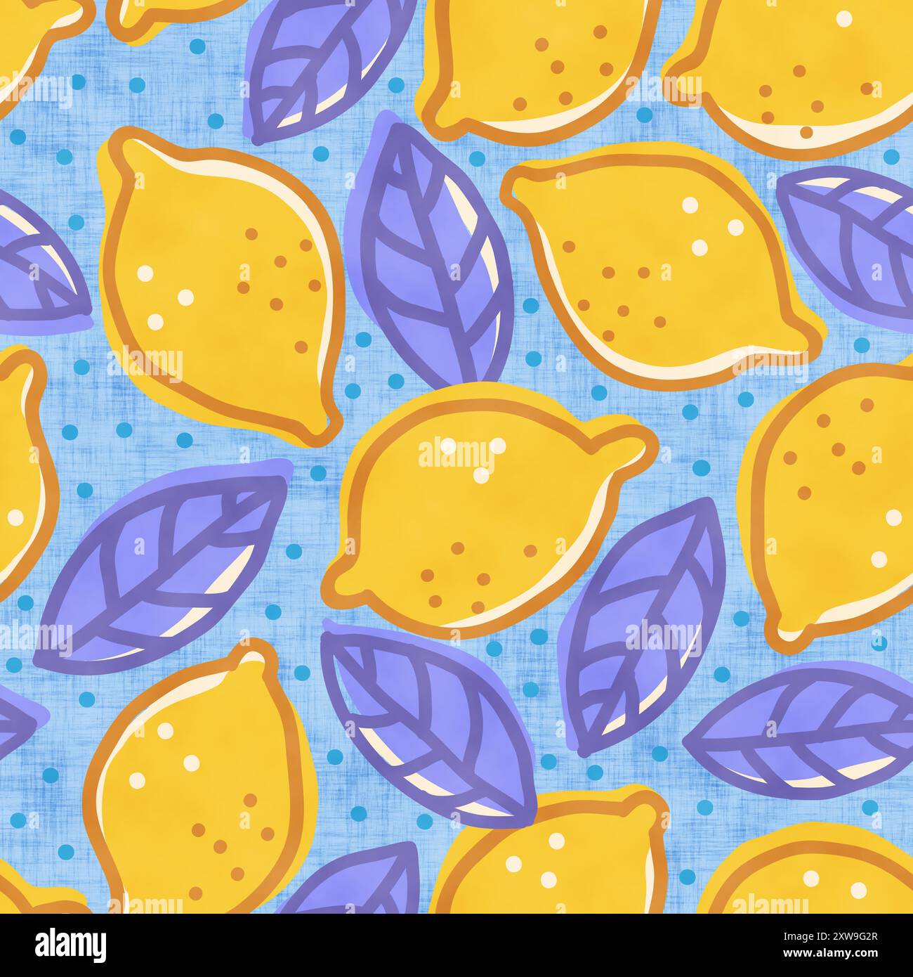 Seamless pattern of lemons in doodle style. Cute lemon pattern Stock Photo - Alamy