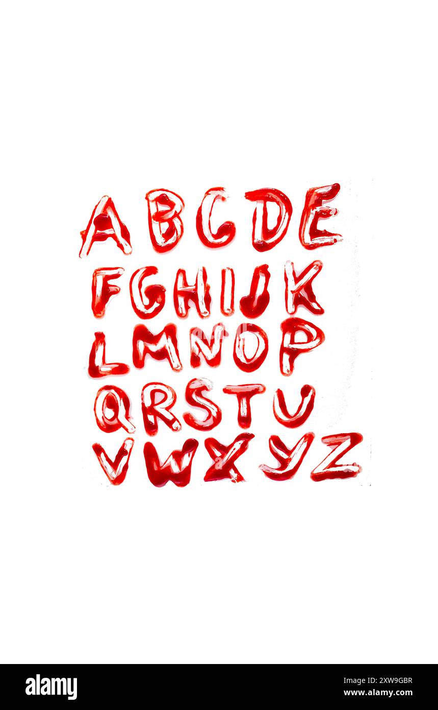 Bloody letters and symbols.Letters abs with streaks and blood stains ...