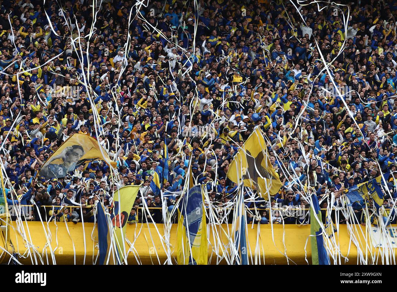 Boca Juniors’ supporers cheer for their team during the Argentine ...